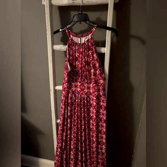 Cato | Dresses | Cato Red And White Geometric Maxi Dress | Poshmark